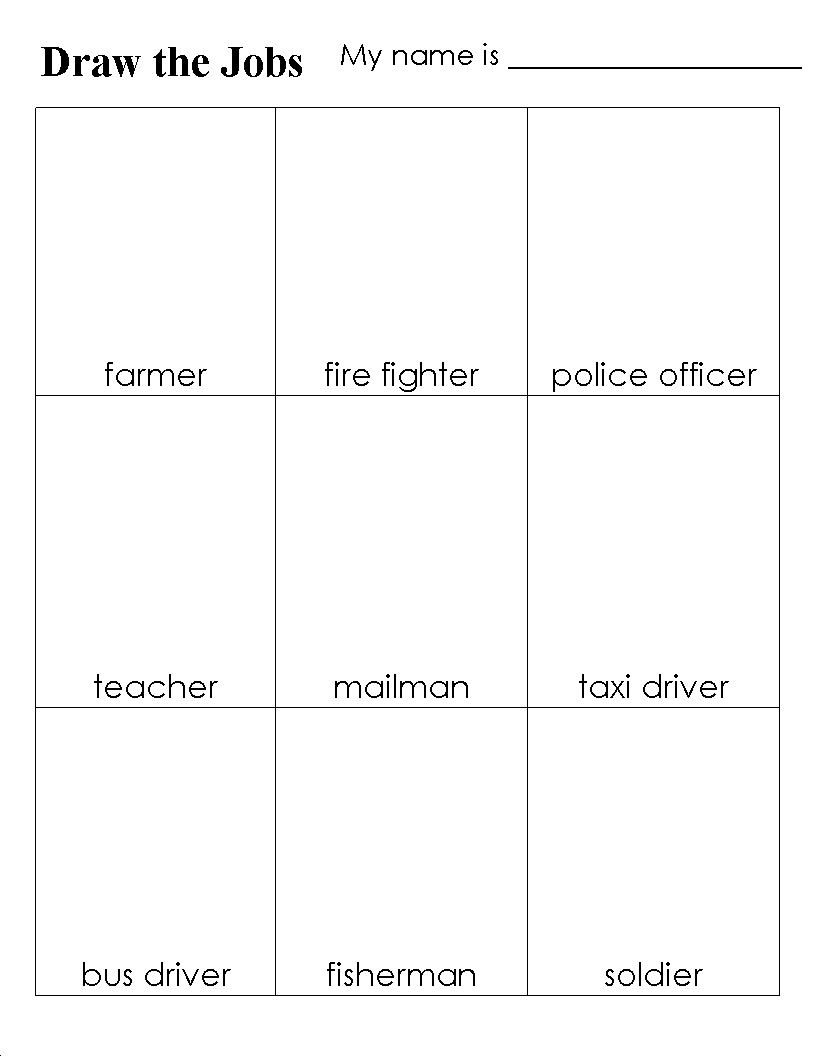 Fichas de inglés: Ficha Jobs 4: Draw the jobs