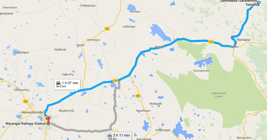 Route Map for Medaram Jatara ~ Medaram Sammakka Sarakka Jathara
