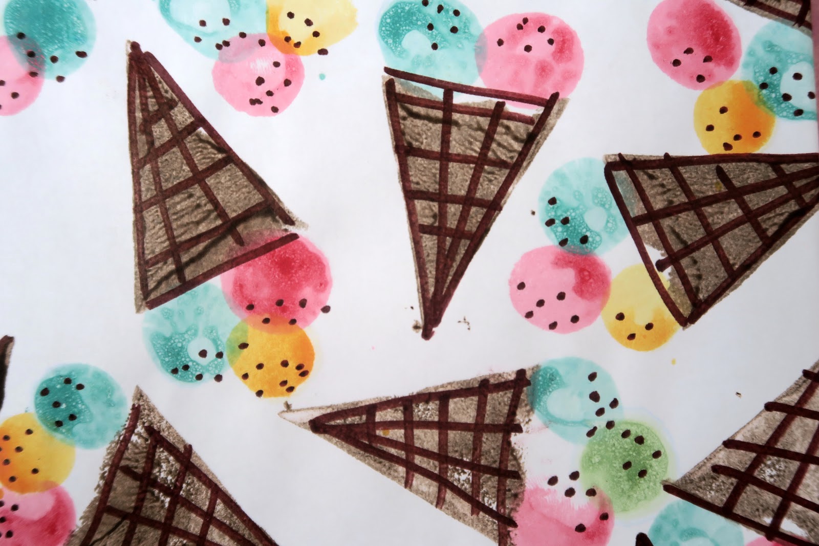 Ice cream hand painted gift wrap | mamaisdreaming.blogspot.co.uk