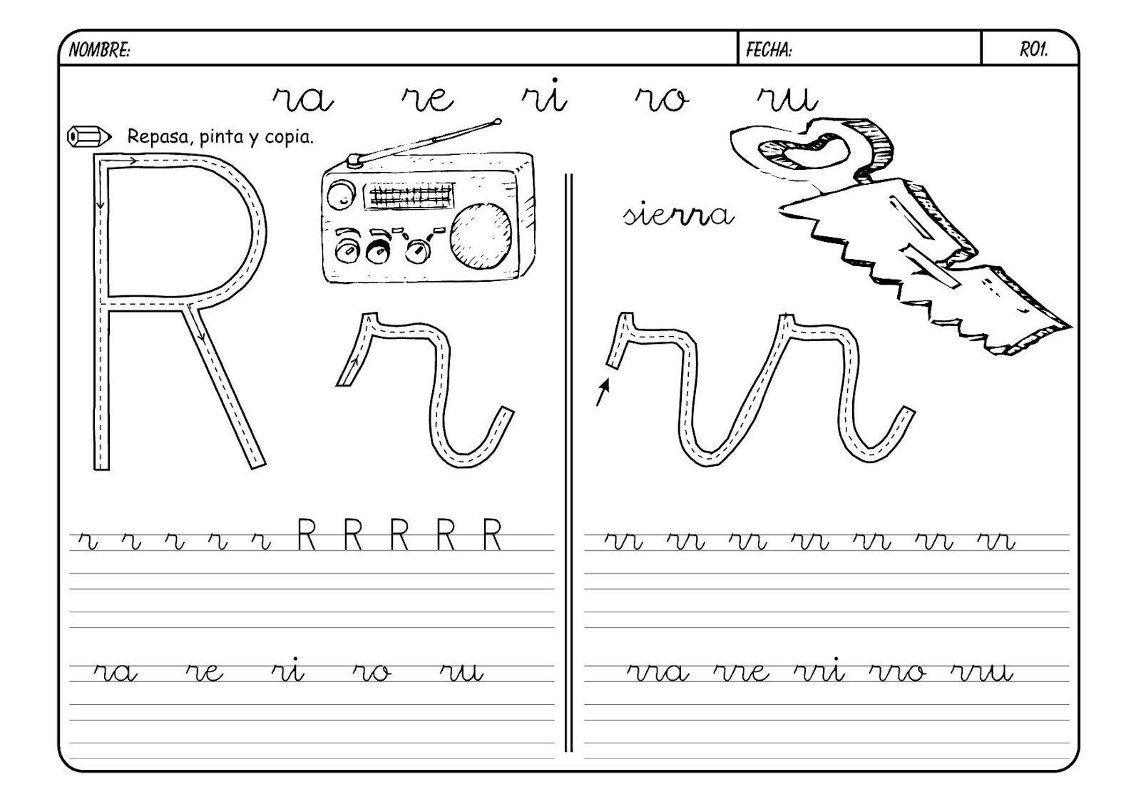 "Nuestro pequeblog": Fichas letra r/rr y sonido ar,er,ir,or y ur.
