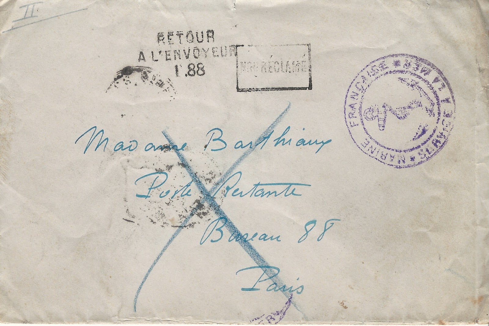 La Marcophilie navale: PARIS POSTE RESTANTE Bureau 88 Saint-Martin