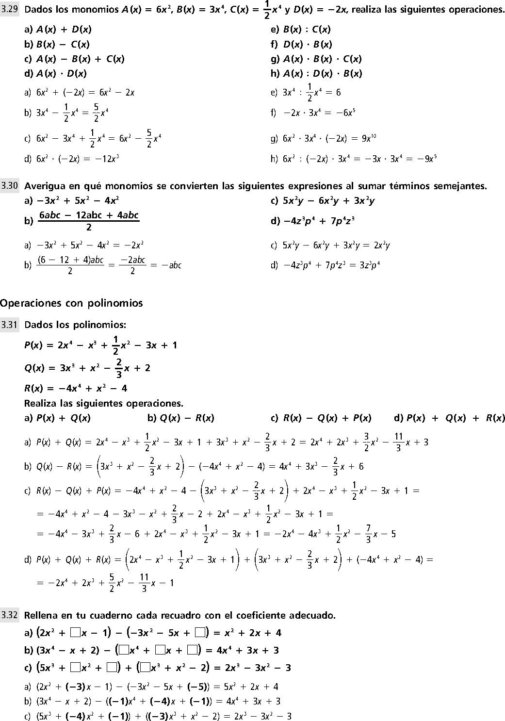 POLINOMIOS EJERCICIOS RESUELTOS DE SECUNDARIA–MATEMATICA 4 ESO PDF