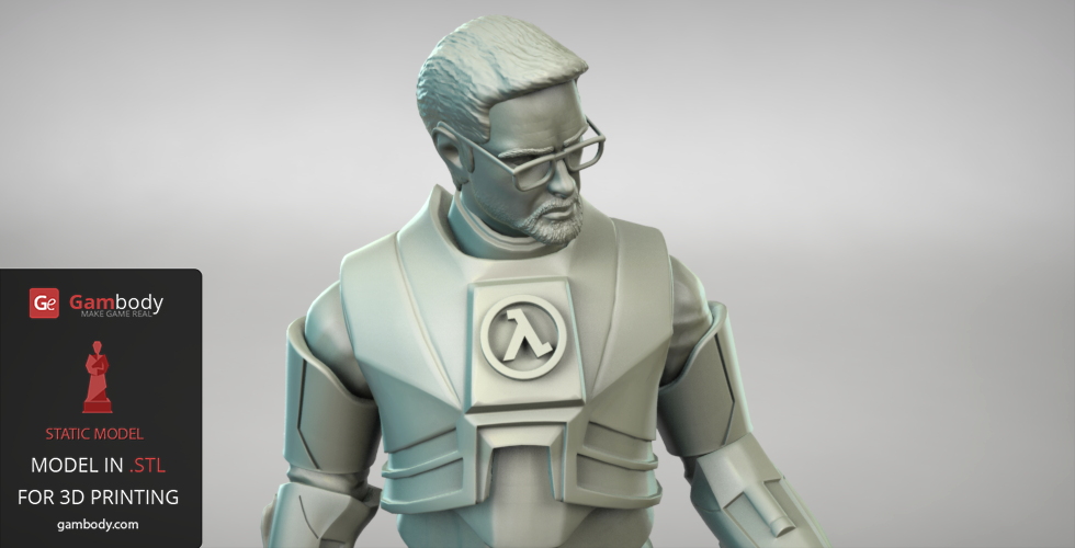 Half Life- Gordon Freeman 3D Models with Crowbar and Gravity gun ...