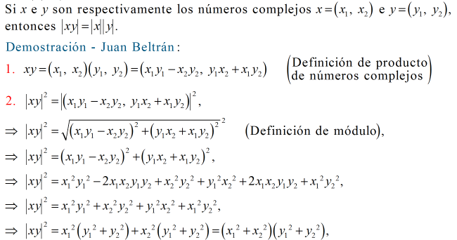 Cálculo21: Demostración de una propiedad del módulo de números complejos