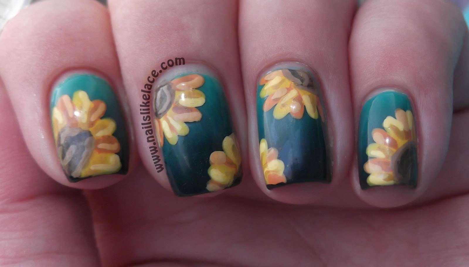 NailsLikeLace: Scleroderma Awareness Sunflower Nails