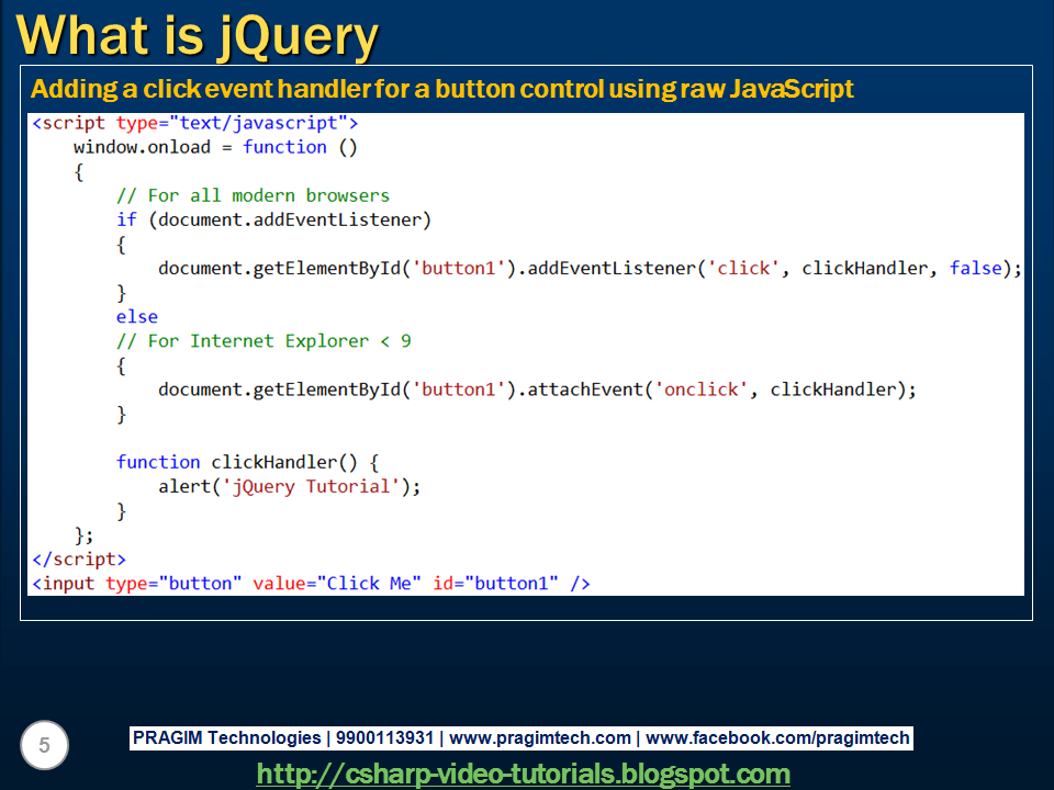 Sql server, .net and c# video tutorial: What is jQuery