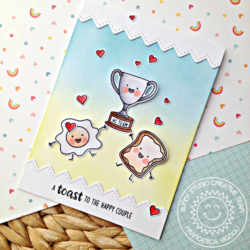 Sunny Studio: Ric Rac Border Dies Love Themed Card with Franci