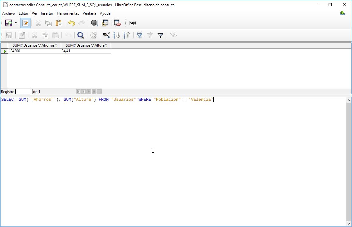 operaciones con SQL en LibreOffice Base (XI) | Aplicaciones de Libre Uso