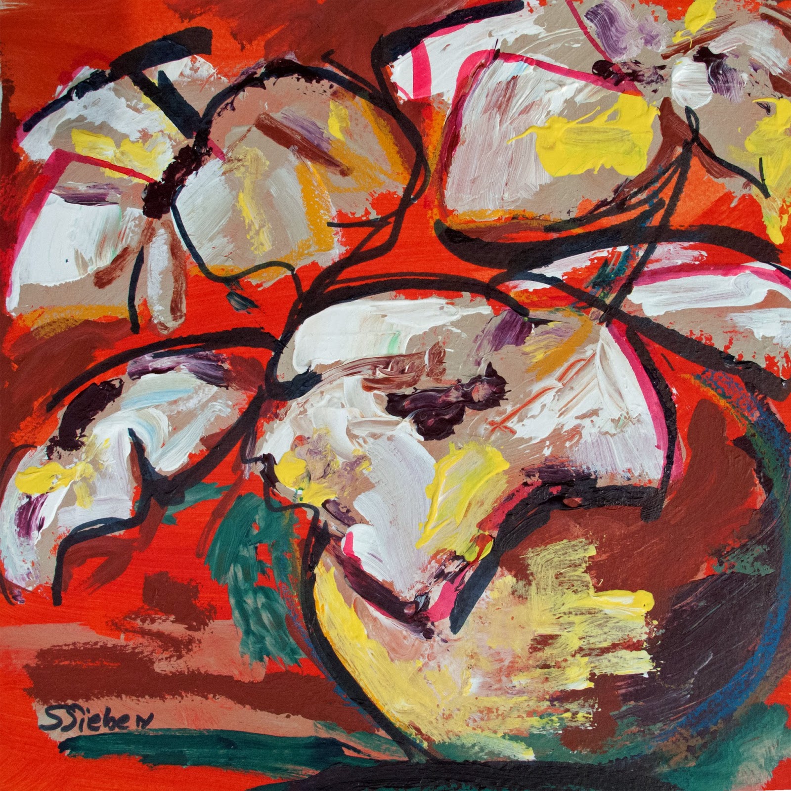Daily Painters Abstract Gallery: Abstract Floral Painting - "Flowers II ...
