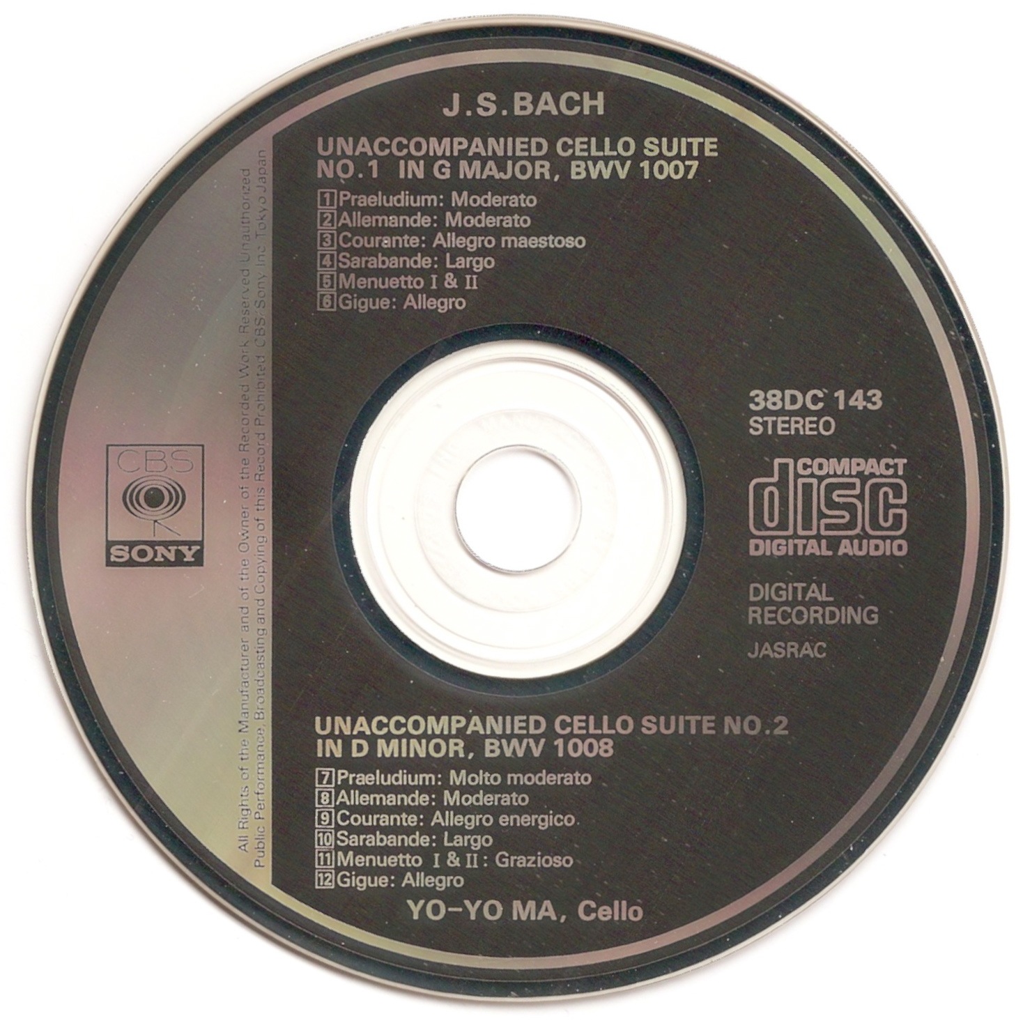 The First Pressing CD Collection: Johann Sebastian Bach - Cello Suites ...