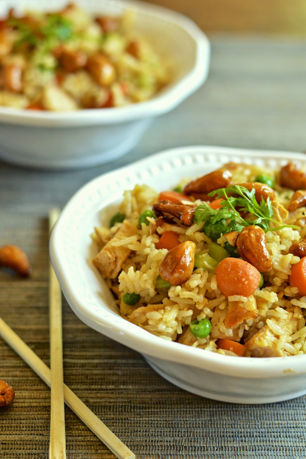 Chicken Fried Rice with Honey Ancho Chili Cashews | Virtually Homemade ...