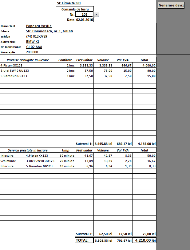 Aplicatia Excel Registru Service V.1