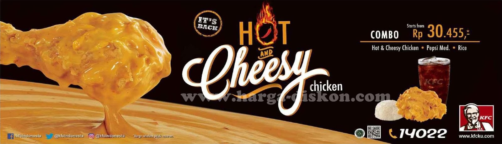 Promo KFC Terbaru Hot and Cheesy Chicken Paket Combo Rp30.455 | Harga Promo