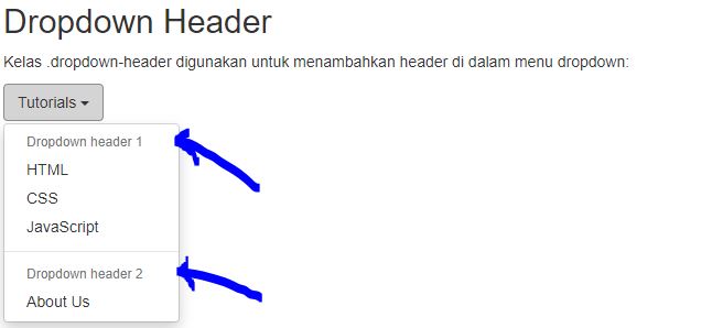 cara membuat menu Dropdown pada web responsif menggunakan Bootstrap