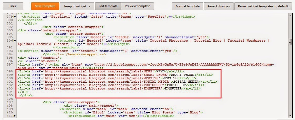 Dunia Listrik dan Informasi Terkini: Cara Membuat Menu Pada Blogspot