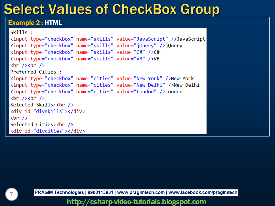 Sql Server Net And C Video Tutorial Select Values Of Checkbox Group With Jquery