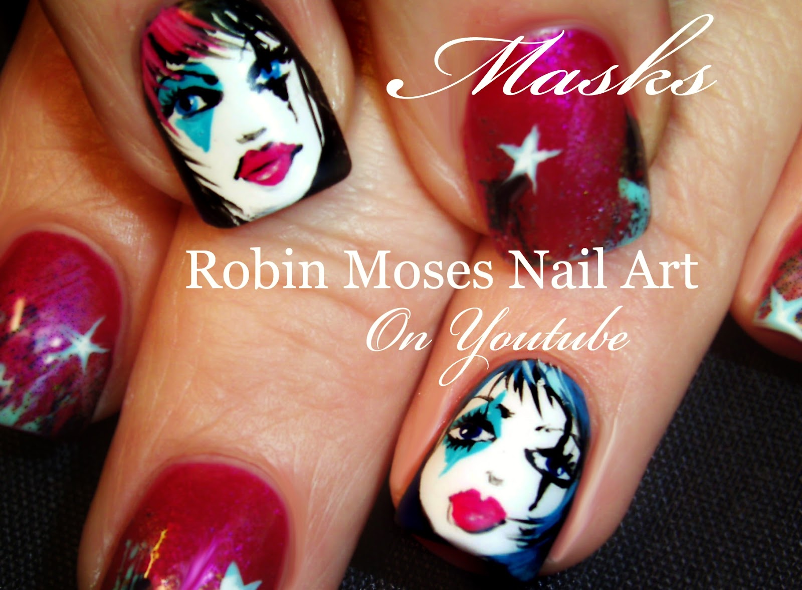 Nail Art by Robin Moses: Mardi Gras type Mask Nail Art. How to paint ...
