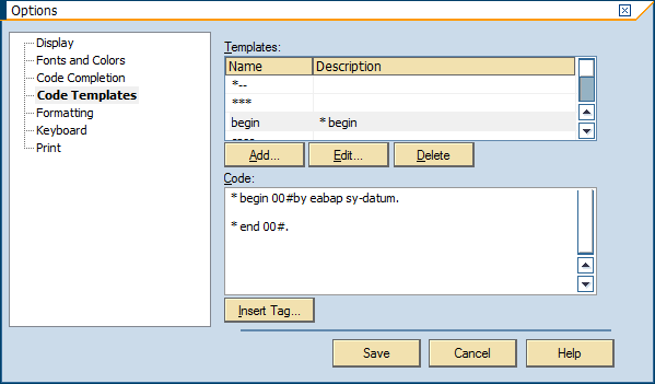 ABAP Tip Note: ABAP TIP - Code Template ABAP Tip Note: ABAP TIP - Code Template