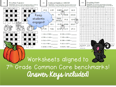 Kelly McCown: October NO PREP Math Packet - 7th Grade