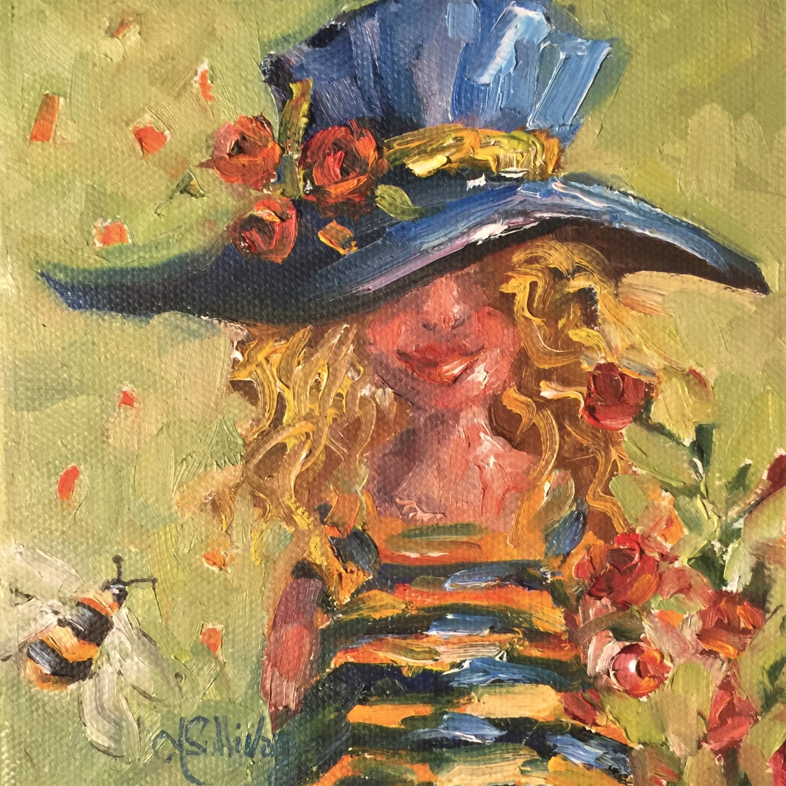 The Lady In The Bumble Bee Dress figurative by Alabama Artist Angela ...
