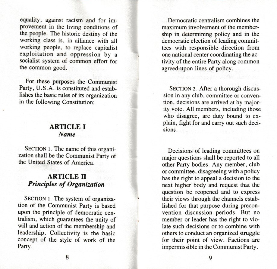 The Left Chapter: Constitution of the Communist Party of the United ...