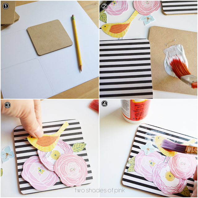 Two Shades of Pink: Flower + Stripe Coasters