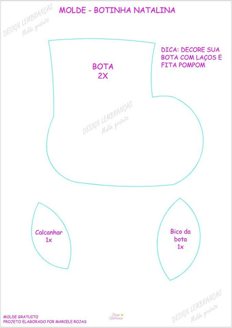 5 Botinhas Natalinas em Feltro com Molde Grátis - Feltro e moldes para ...