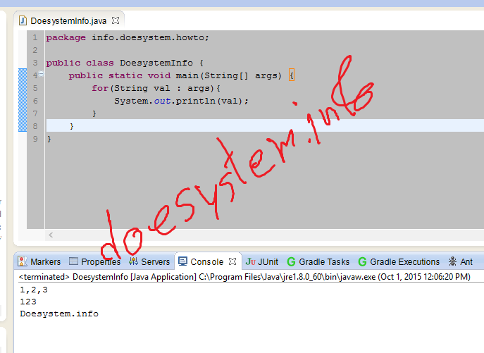 Doesystem: การใส่ค่าตัวแปร args method main ใน Eclipse