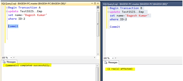 Microsoft Business Intelligence: Blocking in Transaction in sql server
