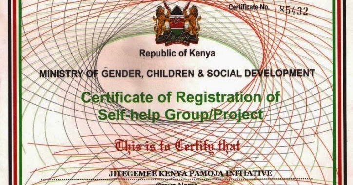 Registration of Chama(self help group)