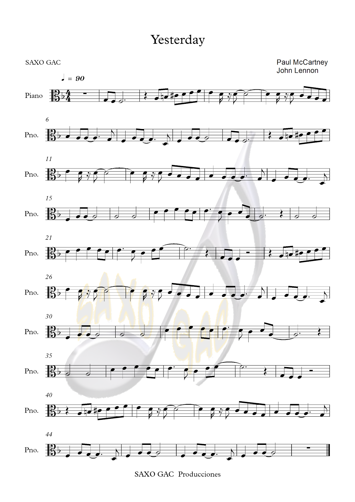 tocapartituras: Yesterday - Partitura animada