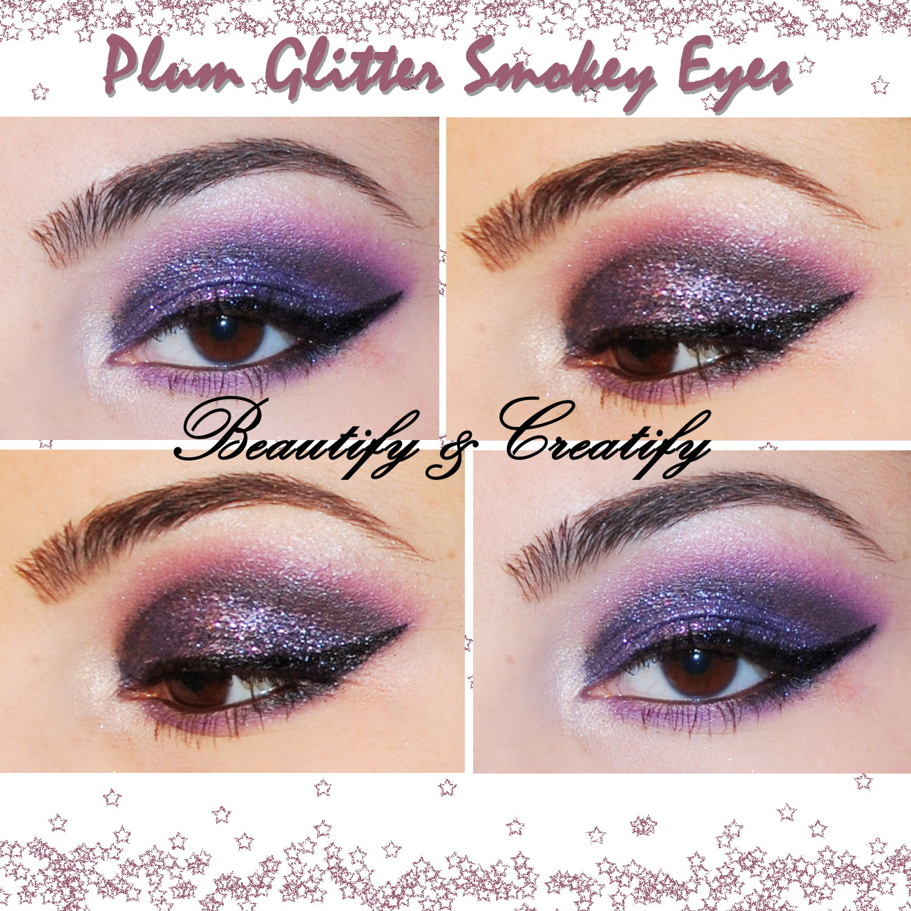 Plum Glitter Smokey Eyes