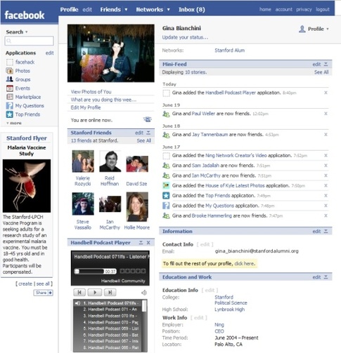 History and Development of Facebook: Interface