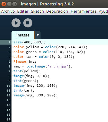 Processing en Secundaria: Ejemplos 8 (imagenes tintadas),