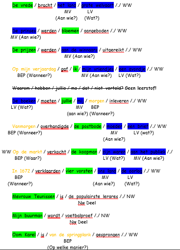 6de leerjaar Ter Ham 2013: Toets zinsontleding