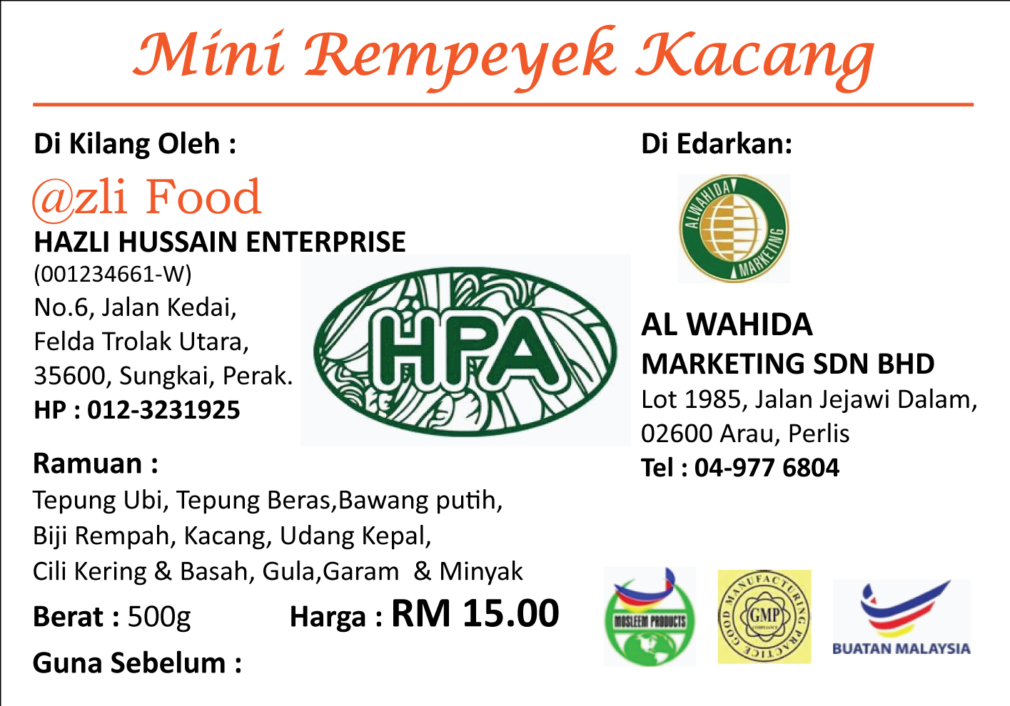 Label/Sticker Rempeyek & Popia - HPA | BELANGKAS ART