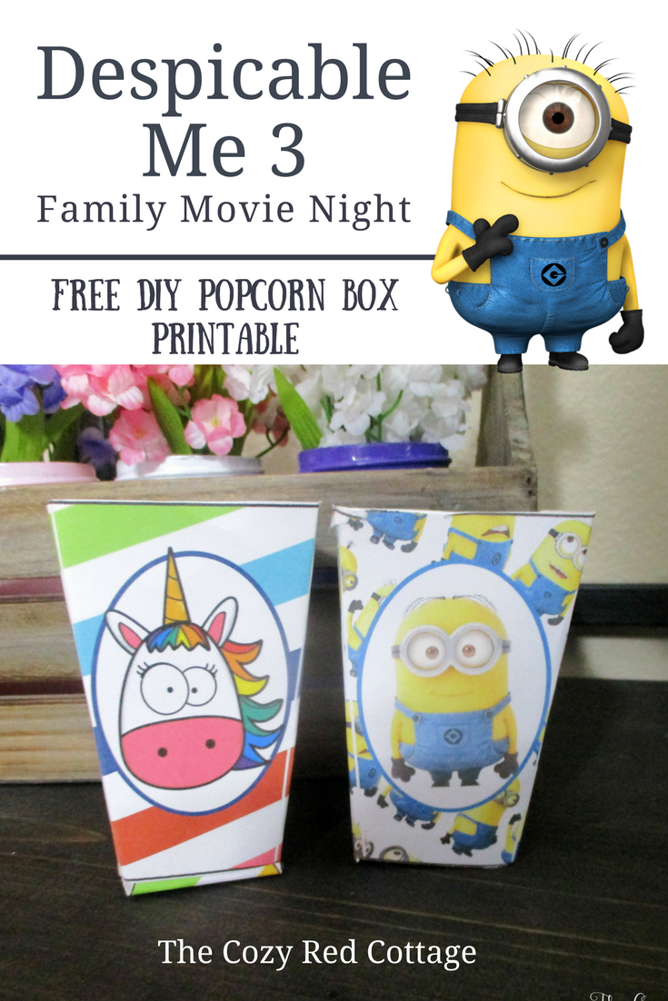 The Cozy Red Cottage: Despicable Me 3 Movie Night & Free Popcorn Boxes
