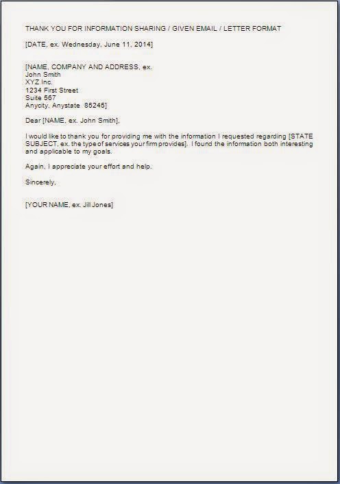 Thank You for Information Letter