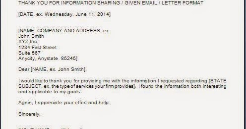 Thank You for Information Letter