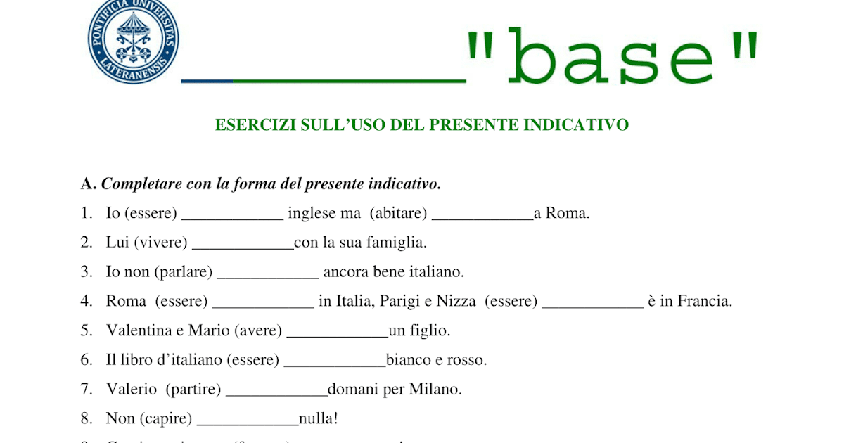 L'Italiano Facile: I modi e i tempi dei verbi - L'indicativo presente