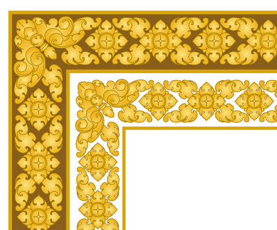 Fine Khmer: Kbach khmer angkor A4 frame in Vector (*.ai) 3