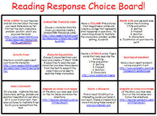 The Organized Chaos Of Instruction: Reading Response Choice Board All ...