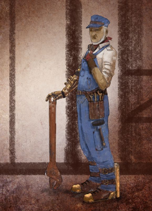 Steampunk mechanic concept