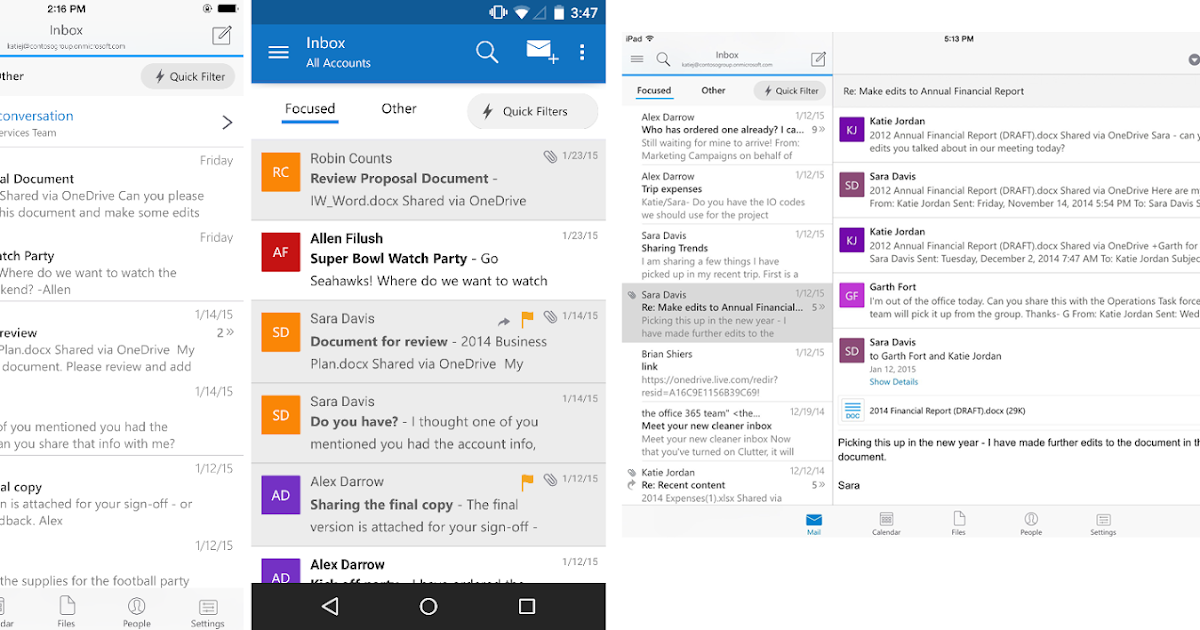 A Static State: Outlook Apps for iOS and Android