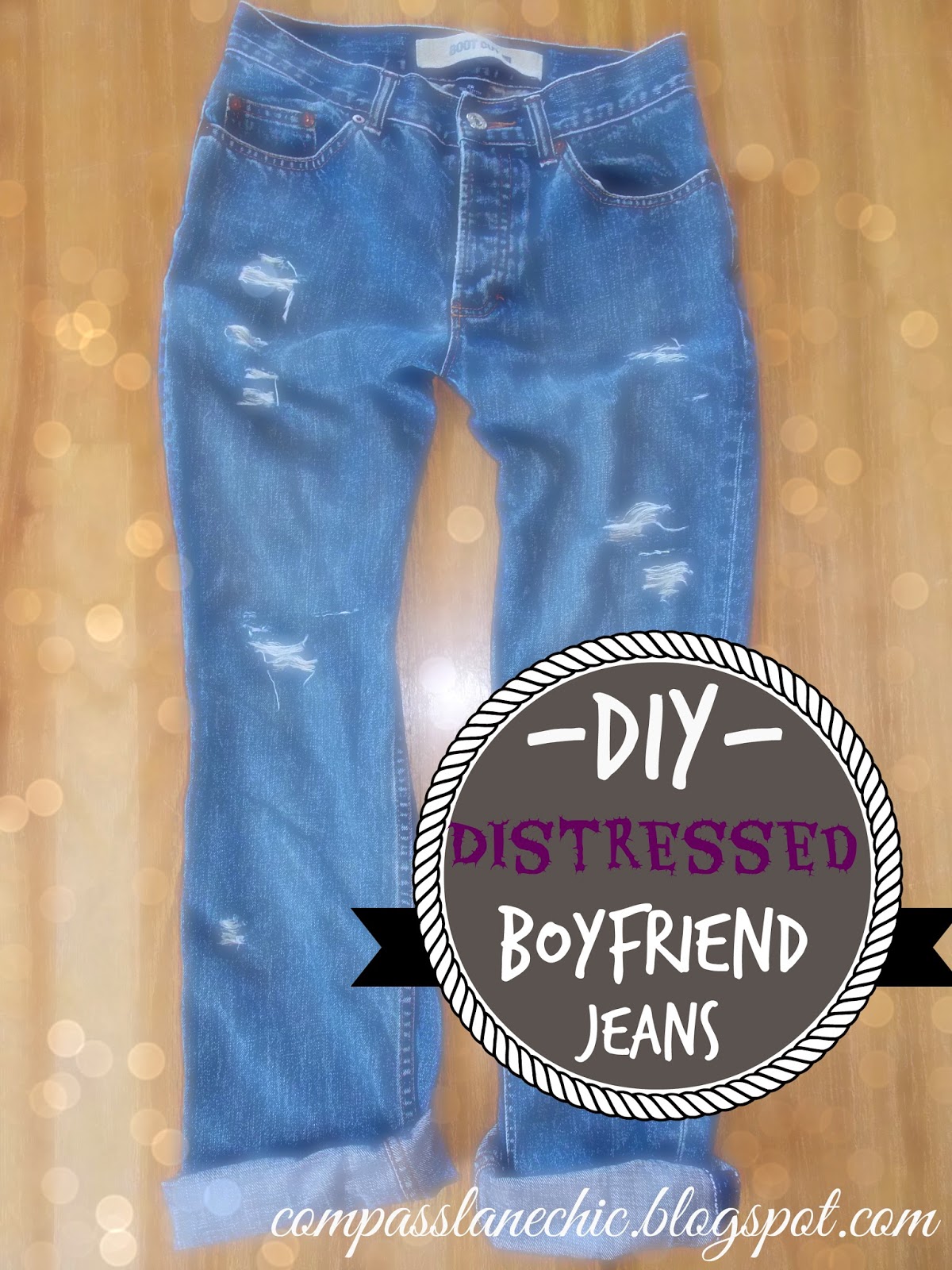 {DIY} Distressed Boyfriend Jeans
