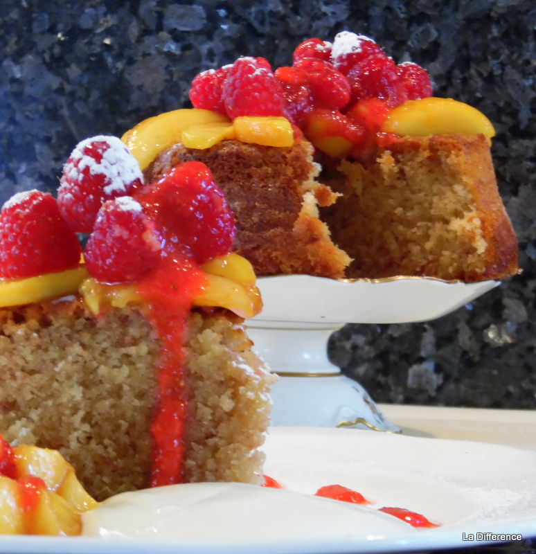 La Différence: Nectarine/Peach & Raspberry Dessert Cake