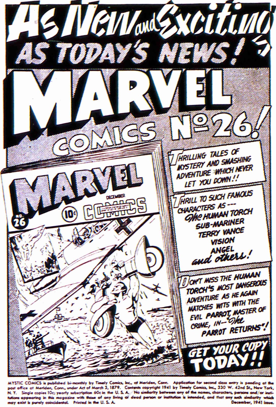 Vintage Marvel Comics house ad