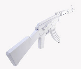 AK 47 White Guns Paper Craft Model - PAPEROX FREE PAPERCRAFT