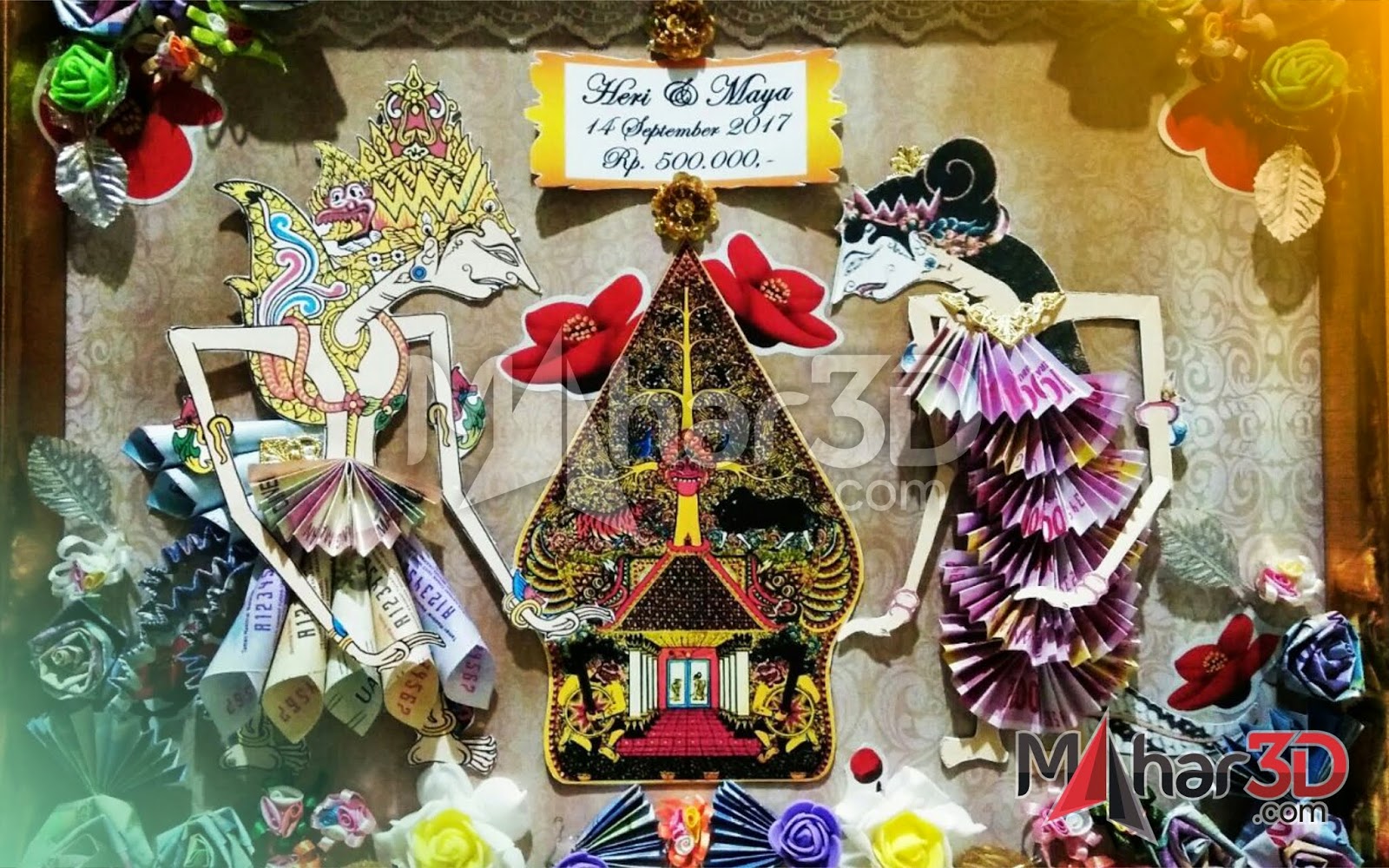 Mahar Pernikahan 3D - Model Wayang Rama Sinta Aksesoris Gunungan