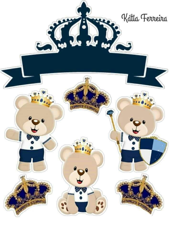 Baby Bear Prince in Blue: Free Printable Cake Toppers. - Oh My Baby!